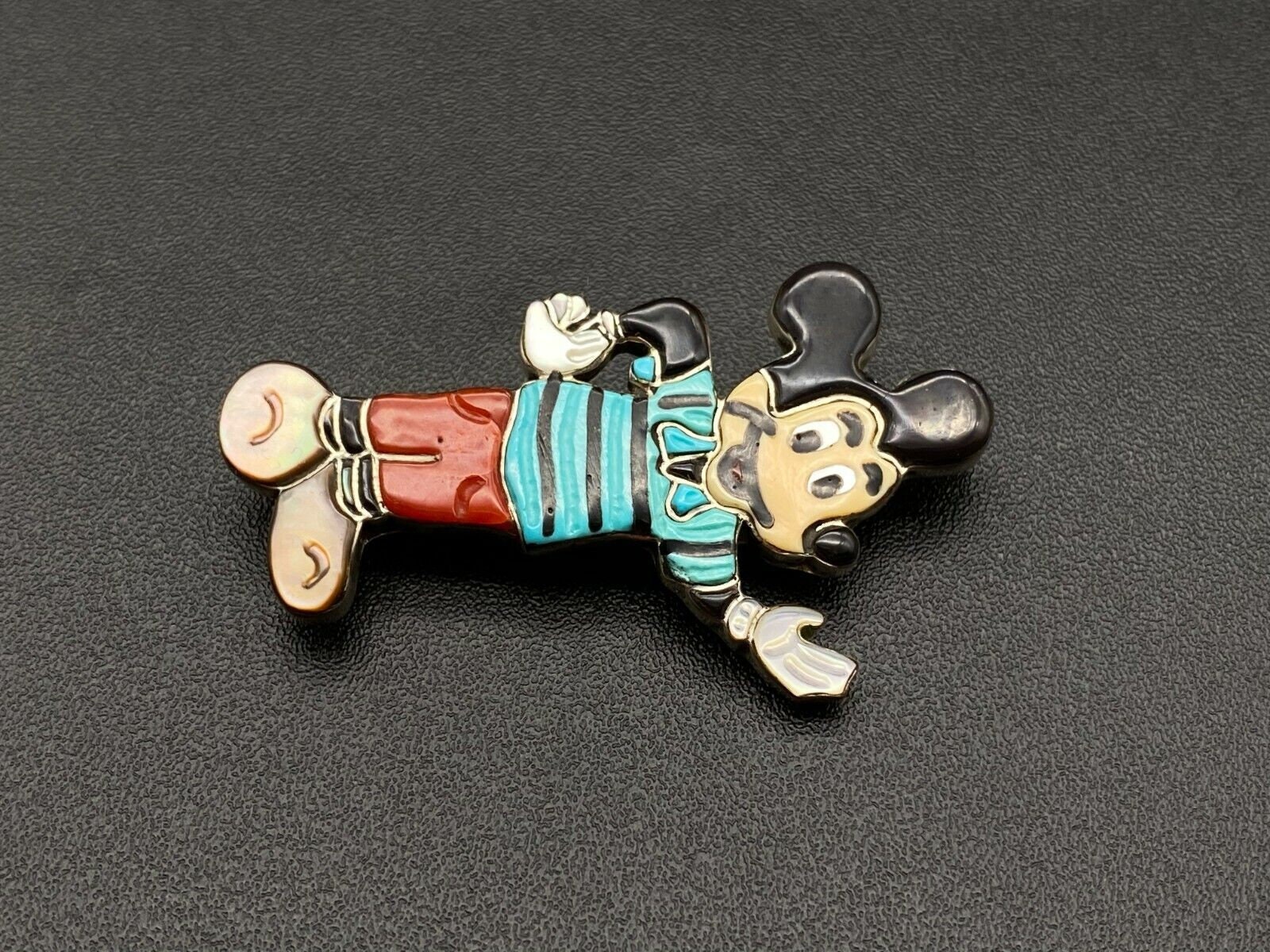 Vintage Zuni Zunitoon Mickey Mouse Turquoise Coral Silver Pin Brooch ...