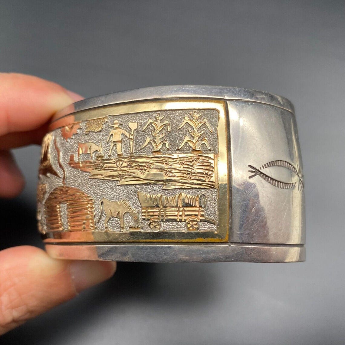 Vintage Navajo Storyteller Horse Hogan Cornstalk Sterling Silver ...