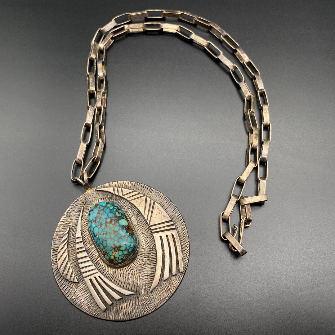 Vintage Hopi Victor Coochwytewa Parrot Bird Turquoise Silver Pendant ...