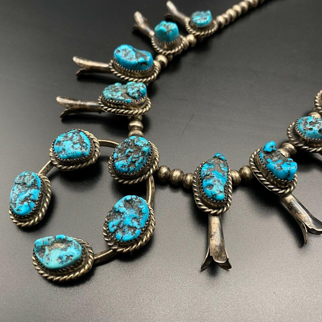 Vintage Navajo Naja Blossom Native Silver Turquoise Pawn Pendant ...