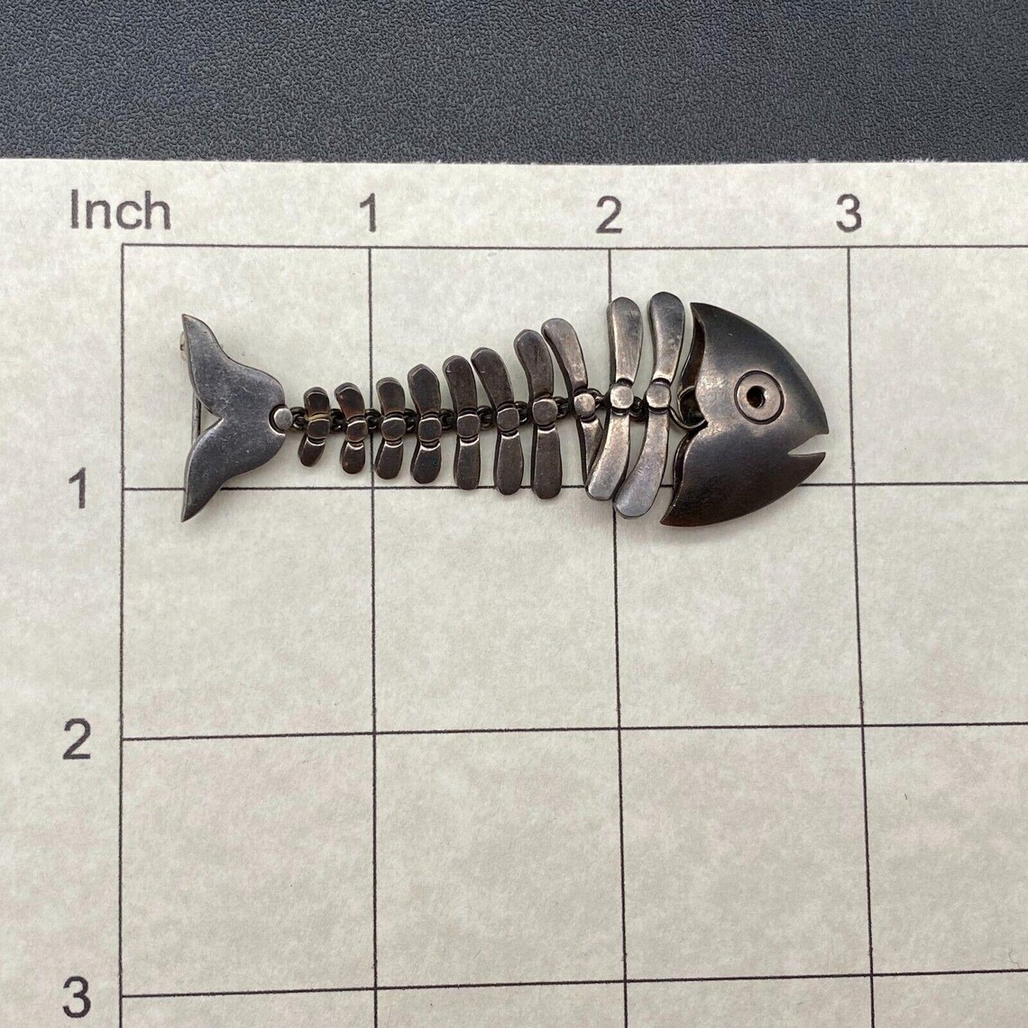 Vintage Antonio Pineda Dimensional Fish Fishbone Sterling Silver Pin ...