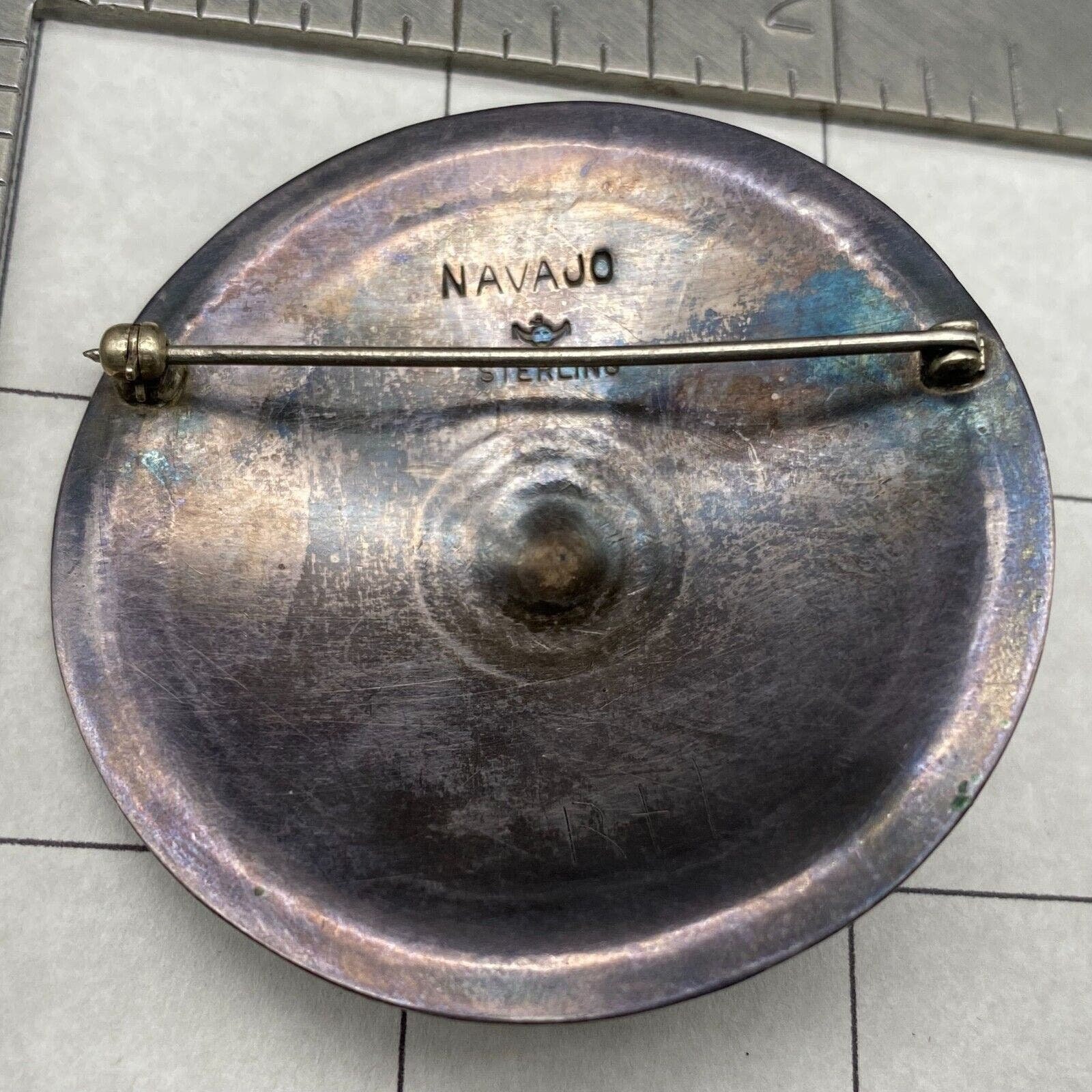 Vintage Navajo Arts and Crafts Guild Concho Stamped Sterling Silver Pin ...