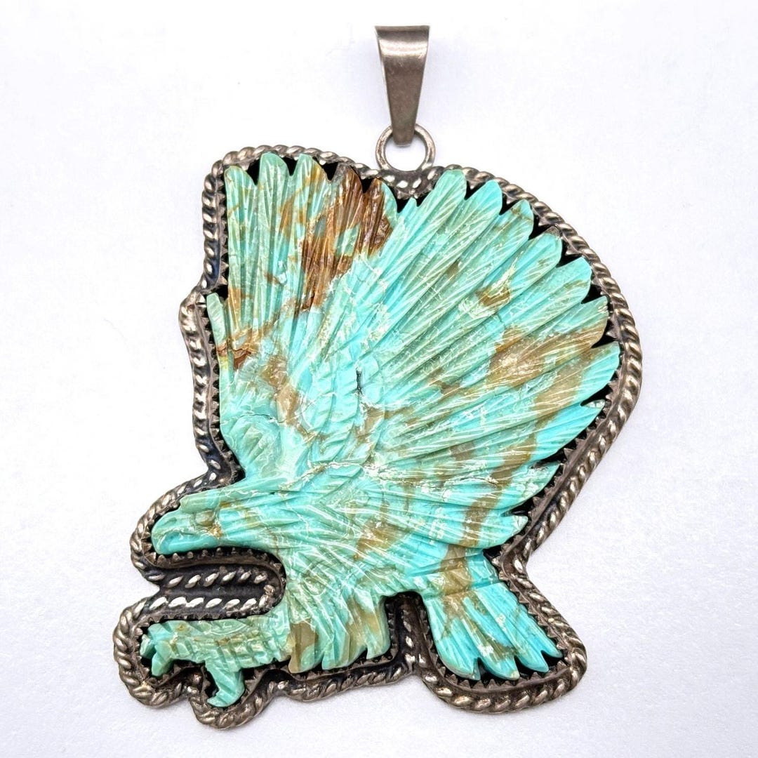 Vintage David Freeland Jr Eagle Turquoise Sterling Silver Dangle ...