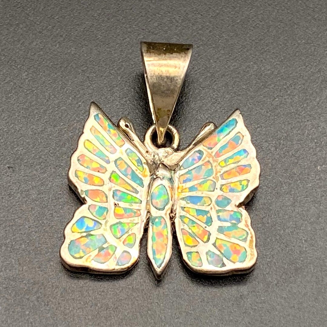Petite Vintage David Freeland Jr Butterfly Lab Opal Sterling Silver ...
