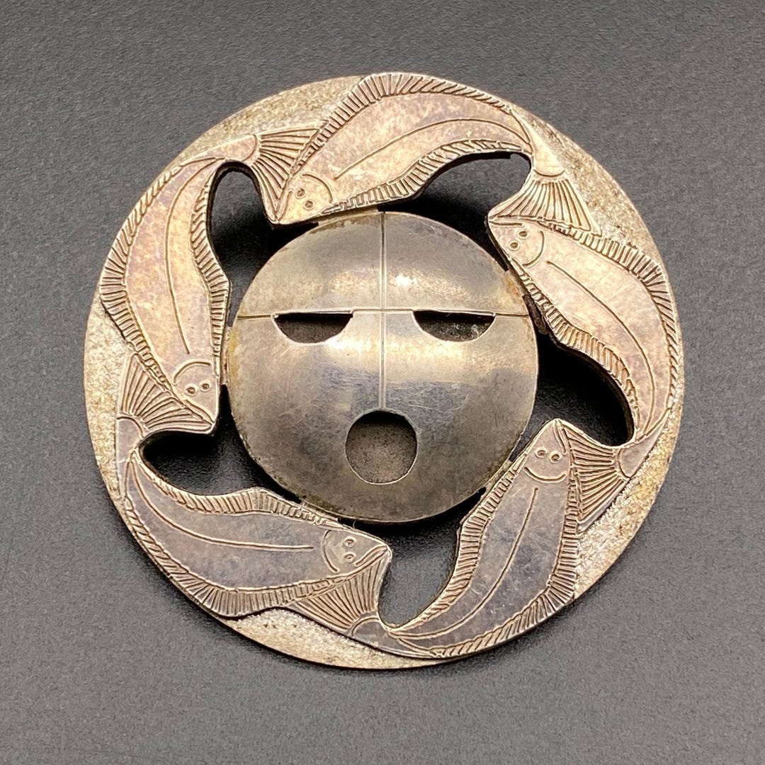 Vintage Northwest Style Halibut Fish Face Silver Pendant - Etsy
