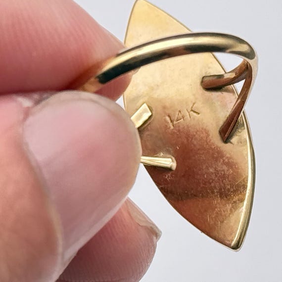 Vintage Zuni Native Turquoise Inlay 14K Gold Ring Siz… - Gem