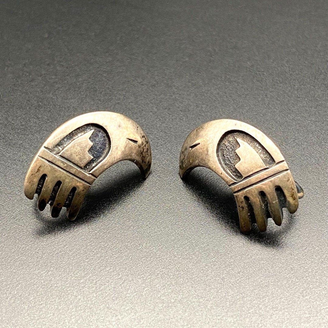 Vintage Hopi Victor Coochwytewa Parrot Bird Sterling Silver Screw Back ...