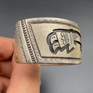 Vintage Navajo Peter Nelson Native Kachina Sterling Silver Bracelet ...