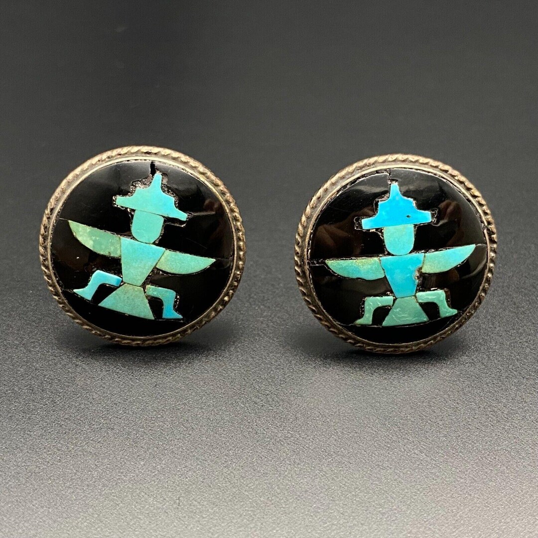 Vintage Zuni Native Turquoise Knifewing Kachina Sterling Silver ...