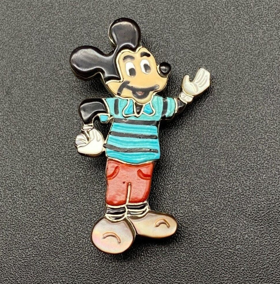 Vintage Zuni Zunitoon Mickey Mouse Turquoise Coral Silver Pin Brooch ...