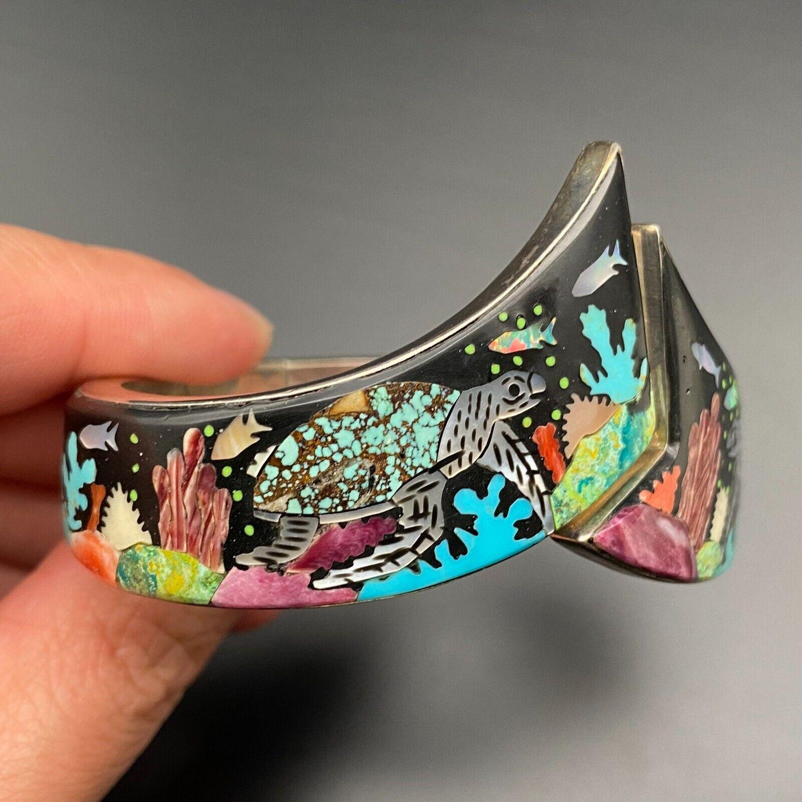 Vintage David Freeland Jr Sea Turtle Sterling Silver Bracelet Small 6-5 ...