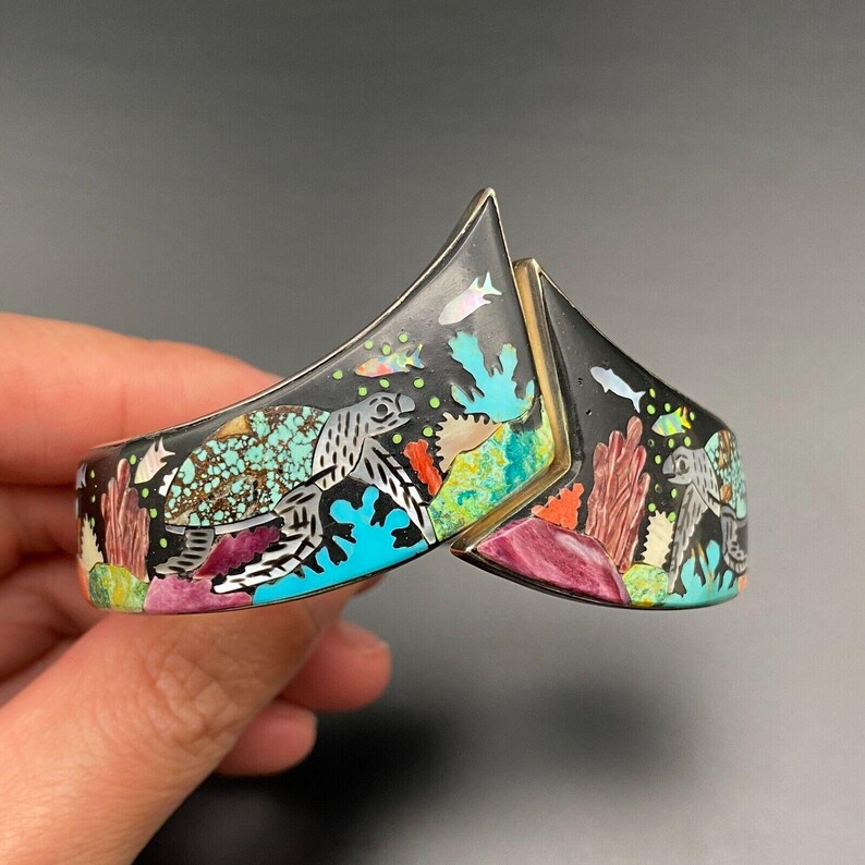 Vintage David Freeland Jr Sea Turtle Sterling Silver Bracelet Small 6-5 ...