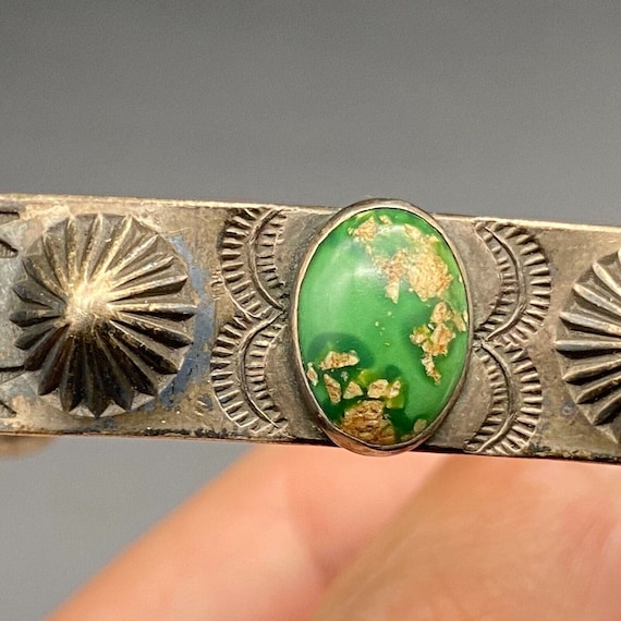 Vintage Navajo Whirling Log Turquoise Hand Stamped Si… - Gem