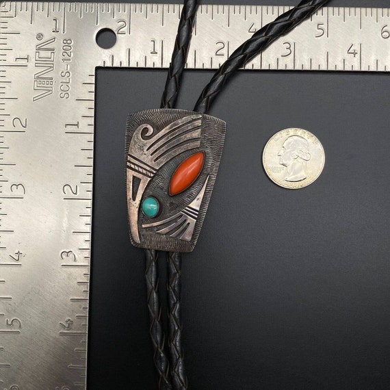 Vintage Hopi Parrot Bird Turquoise Coral Silver Bolo … - Gem