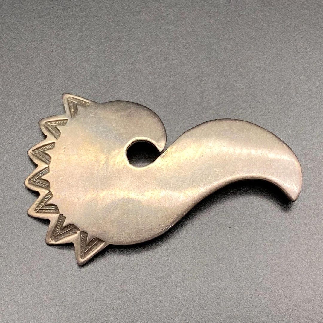 Vintage Hopi Lewis Lomay Native Modernist Hand Stampwork Silver Pin ...