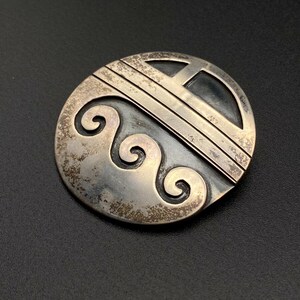 Vintage Hopi Native Douglas Holmes Water Waves Sterling Silver Pin ...