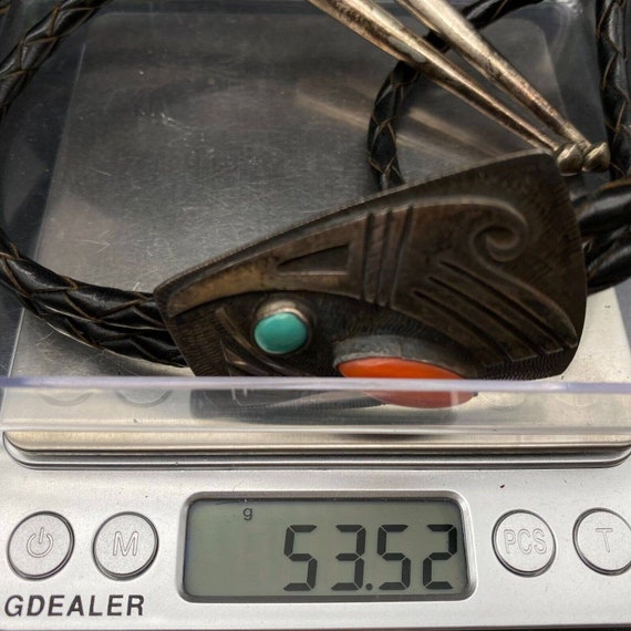 Vintage Hopi Parrot Bird Turquoise Coral Silver Bolo … - Gem
