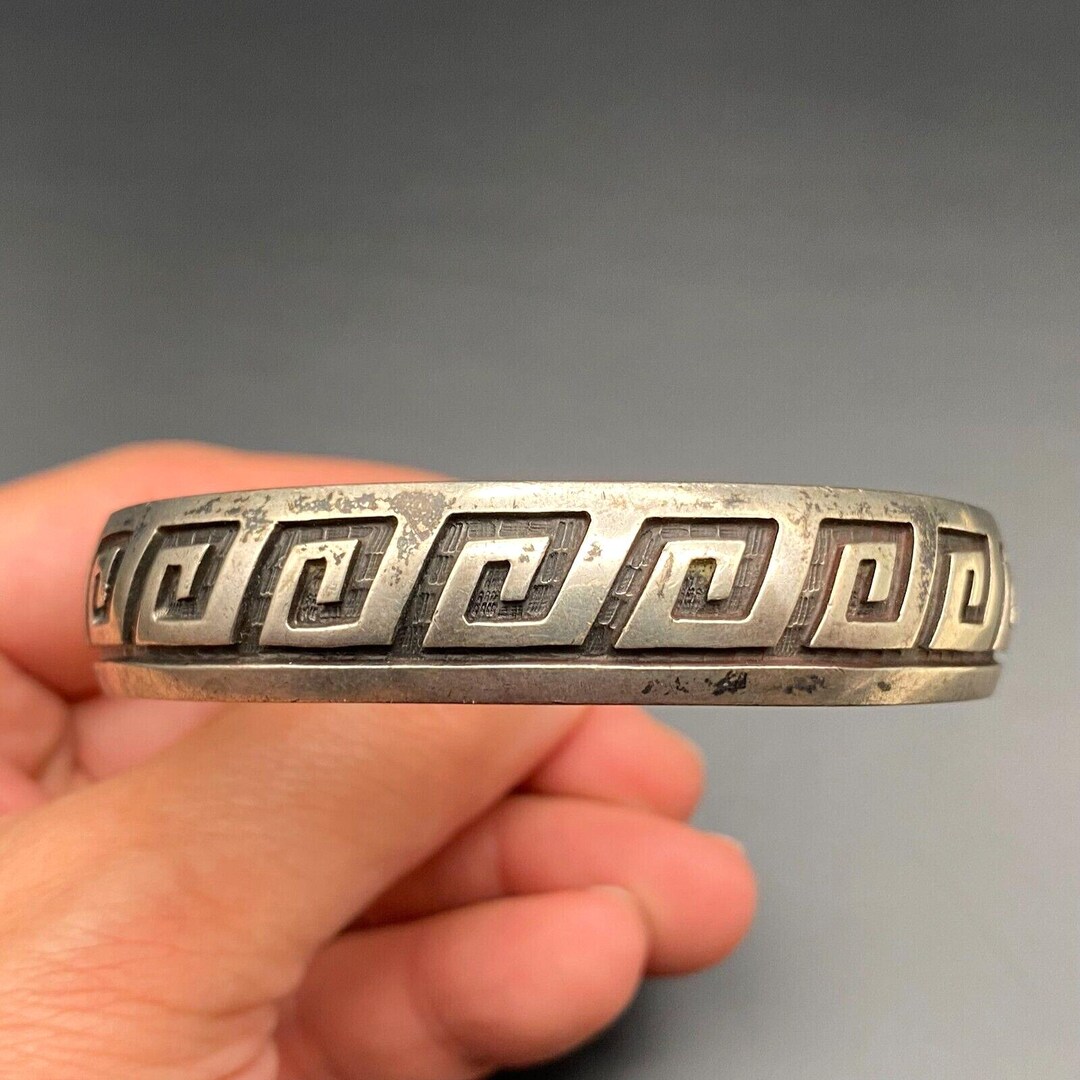 Vintage Hopi Bernard Dawahoya Native Water Waves Silver Bracelet Bangle ...
