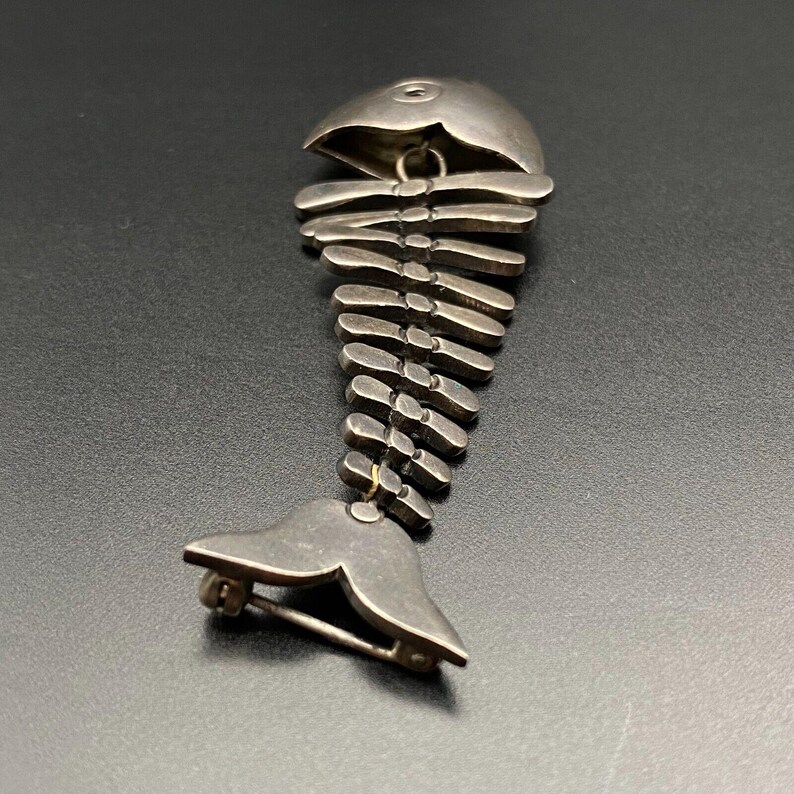 Vintage Antonio Pineda Dimensional Fish Fishbone Sterling Silver Pin ...