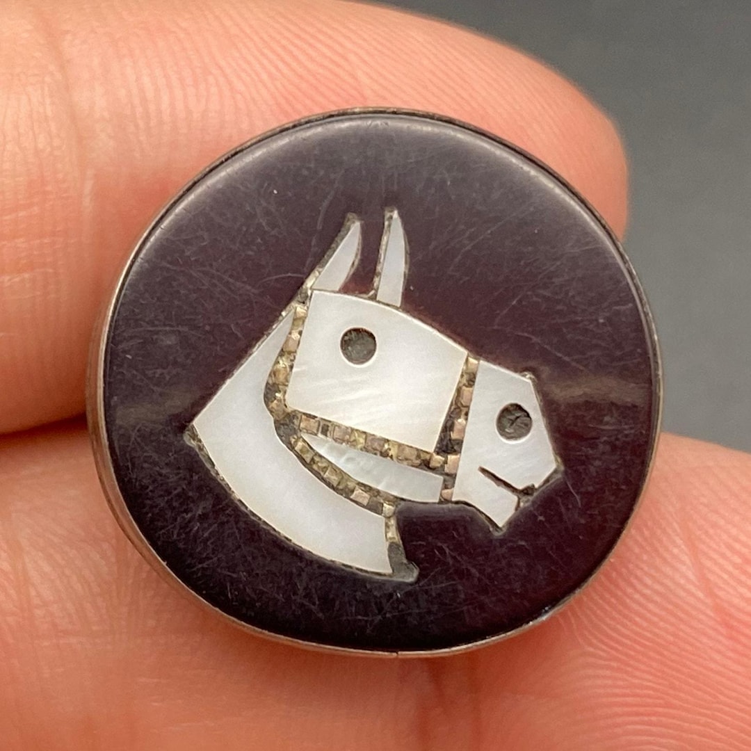 Vintage Zuni Native Simplicio Horse Shell MOP Silver Tac Pin - Etsy