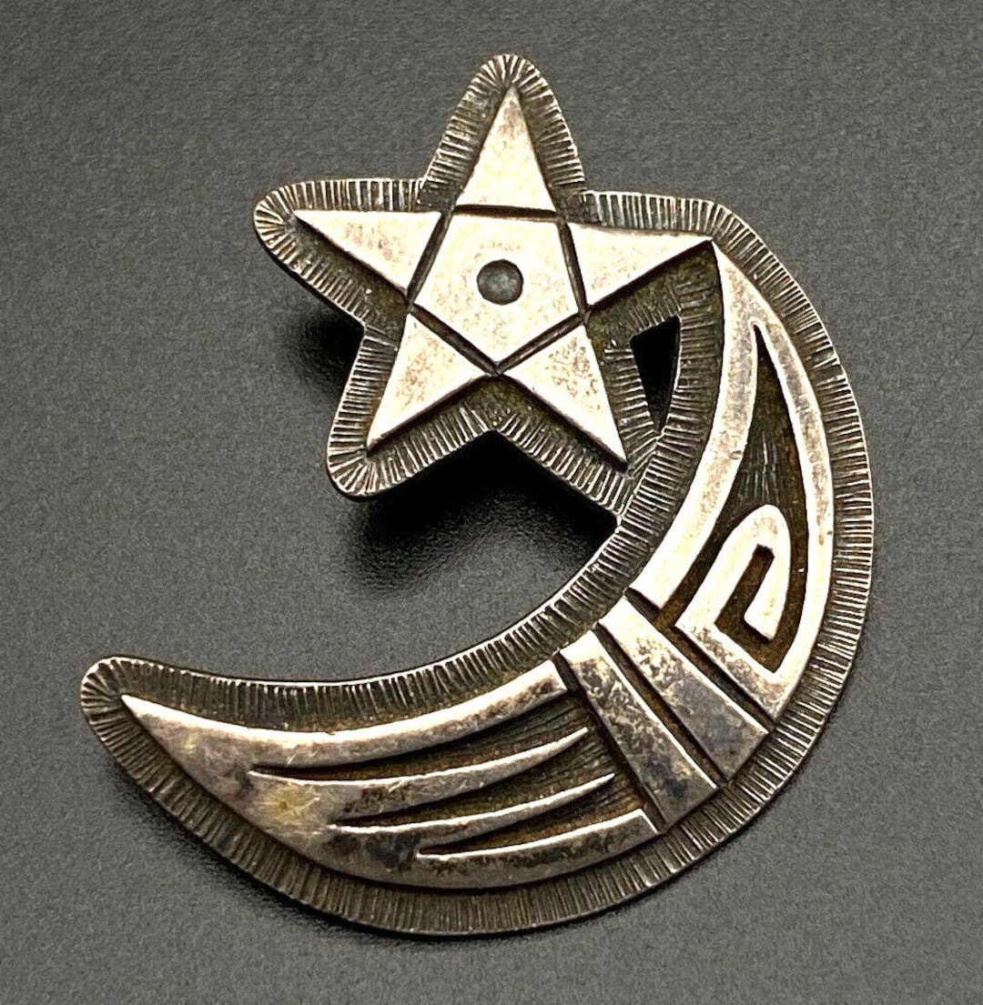 Vintage Hopi Antone Honanie Star Moon Raincloud Sterling Silver Pendant ...