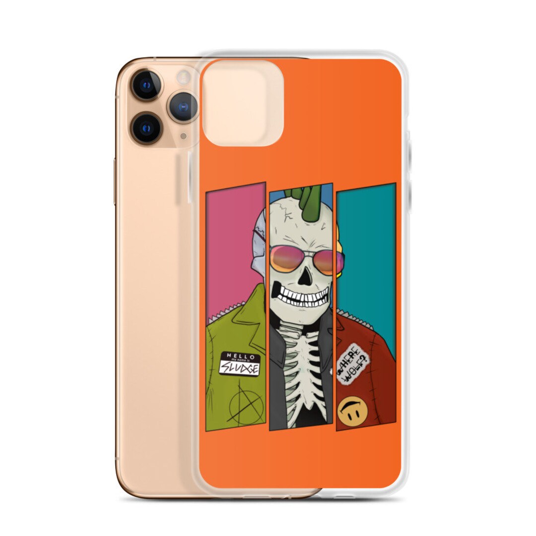 Punk Skeleton Orange iPhone Case Skeleton Phone Case Halloween Phone ...