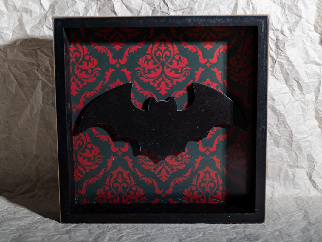 Vintage Wooden Bat Shadow Box: Gothic Halloween Wall Art | the ...