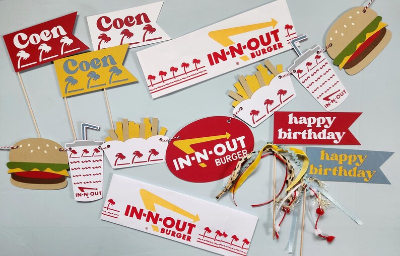 Burger Themed Name Pennant Flags - Birthday Party Supplies Decorations ...