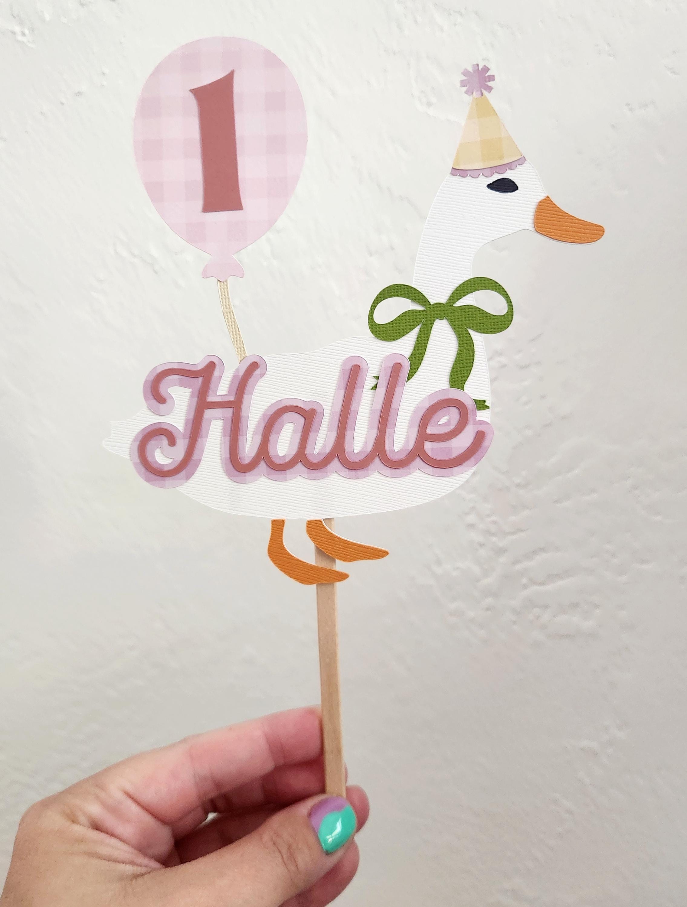 Silly Goose 1st Birthday Cake Topper: Gingham Balloon, Bows - Etsy