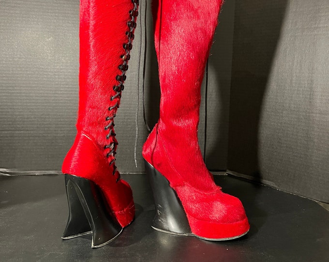 Grand National Red Pony Leather John Fluevog Boot Hoof - Etsy