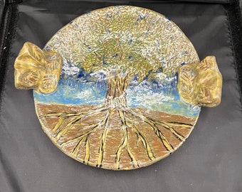 Tree of Life Platter Hand Made Stoneware Pottery - Etsy