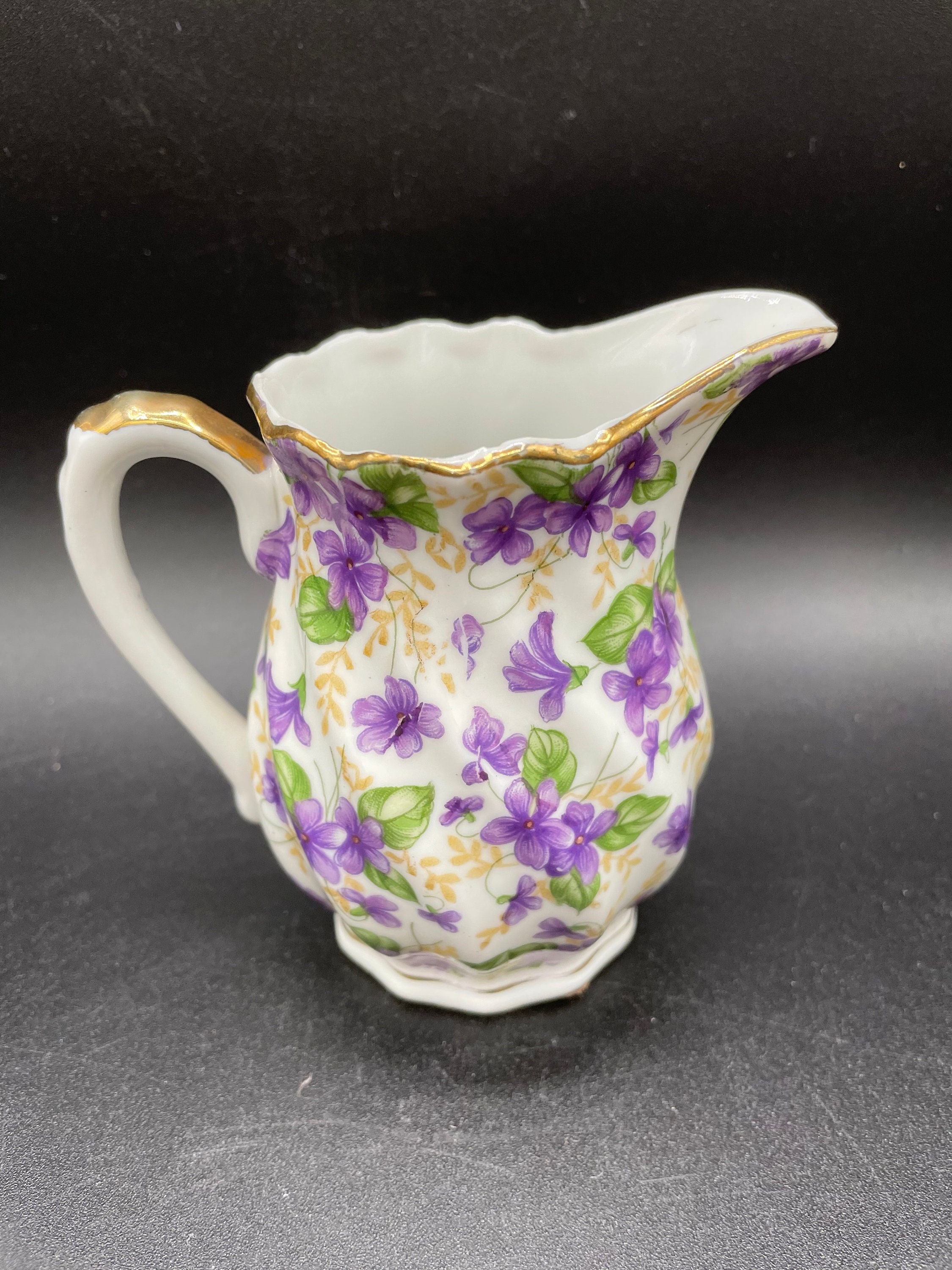 Vintage Lefton Violet Chintz Creamer and Covered Sugar - Etsy