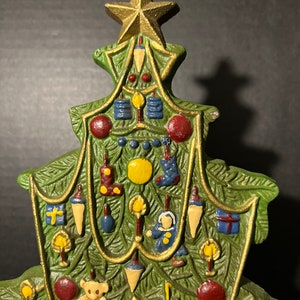 Cast Iron Hand Painted Christmas Tree Door Stop - Etsy