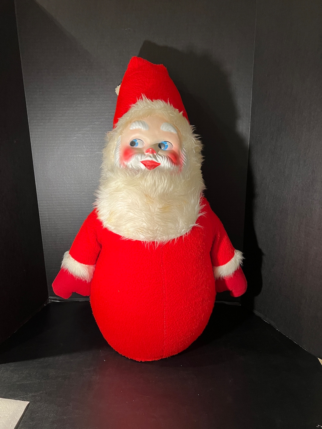 LARGE Roly Poly Santa Claus Celluloid Face 1960's 28 Inches - Etsy