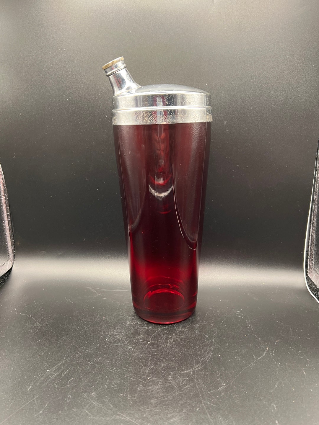 Vintage Brilliant Ruby Red Cocktail Shaker With Chrome Lid - Etsy