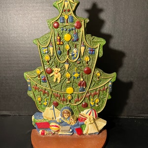 Cast Iron Hand Painted Christmas Tree Door Stop - Etsy