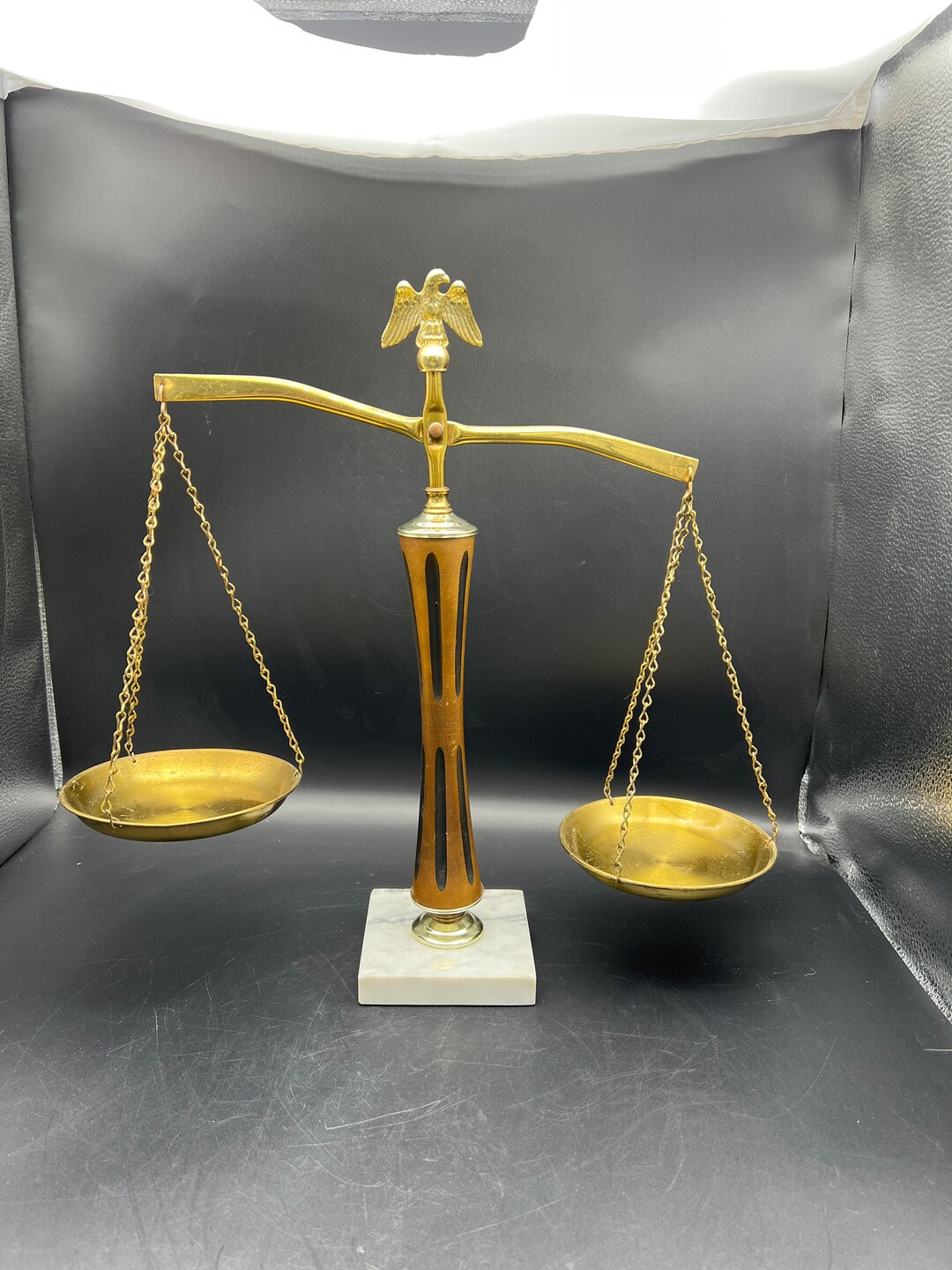 MCM Scale of Justice Marble Base Brass Scale Wood Post 1960's - Etsy