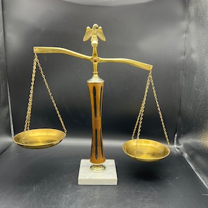 MCM Scale of Justice Marble Base Brass Scale Wood Post 1960's - Etsy