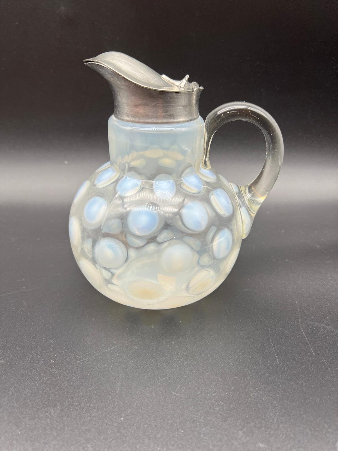 Antique White Opalescent Glass Coin Dot Syrup Pitcher - Etsy