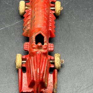 Vintage Cast Iron Land Speed Type Race Car 3.75" Red With White Tires ...