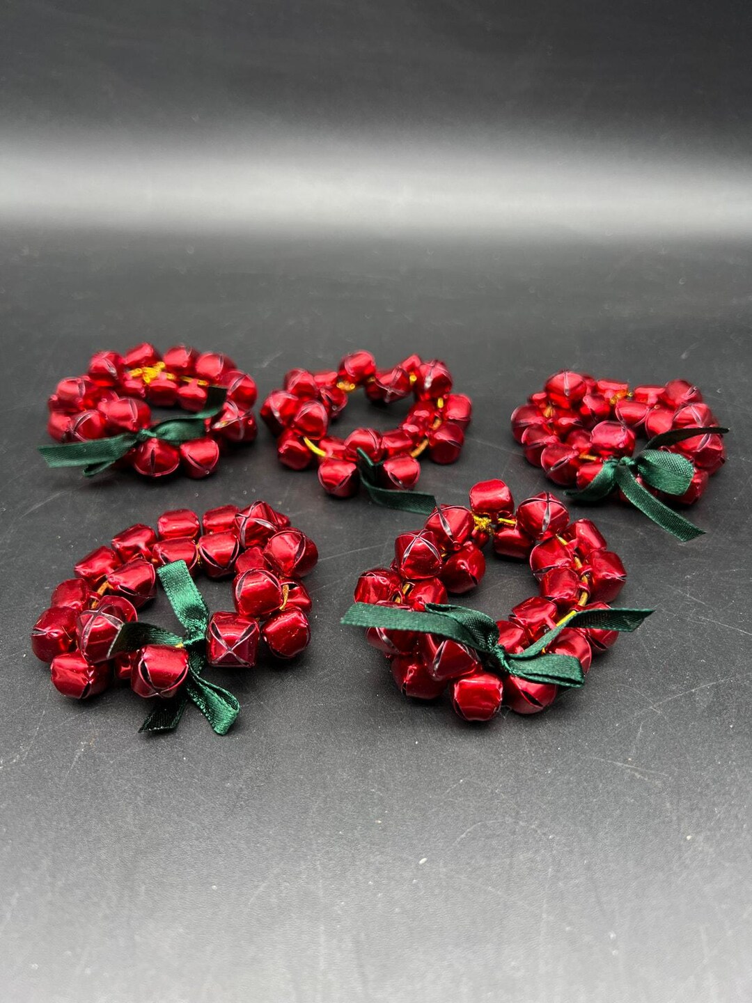 Red Jingle Bell Napkin Rings Holders Shaped as Wreaths - Etsy