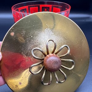 MCM Colony Glassware Red and Gold High Ball Tumblers and Lidded Ice ...