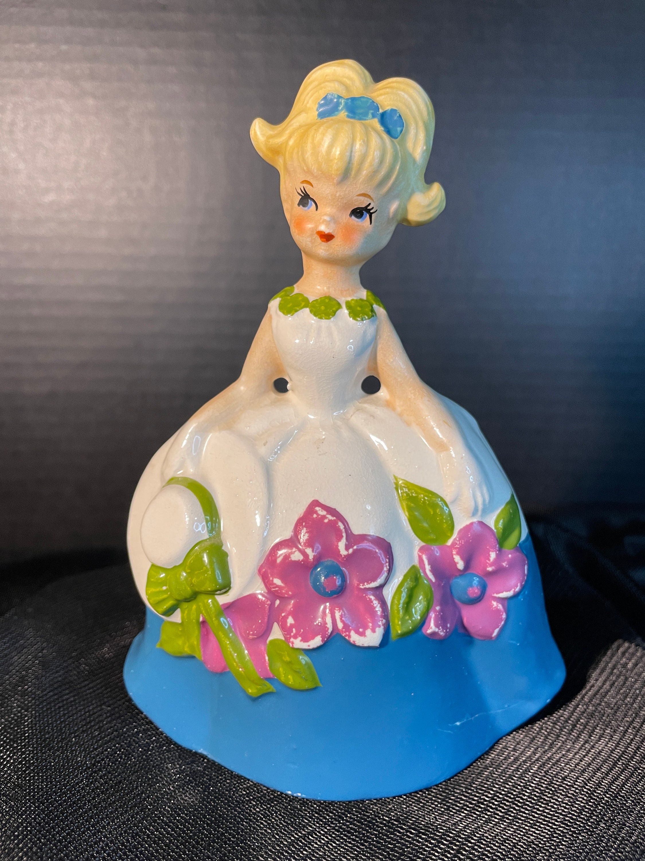 Vintage Inarco Blonde Girl Planter 1960's With Purple Flowers - Etsy