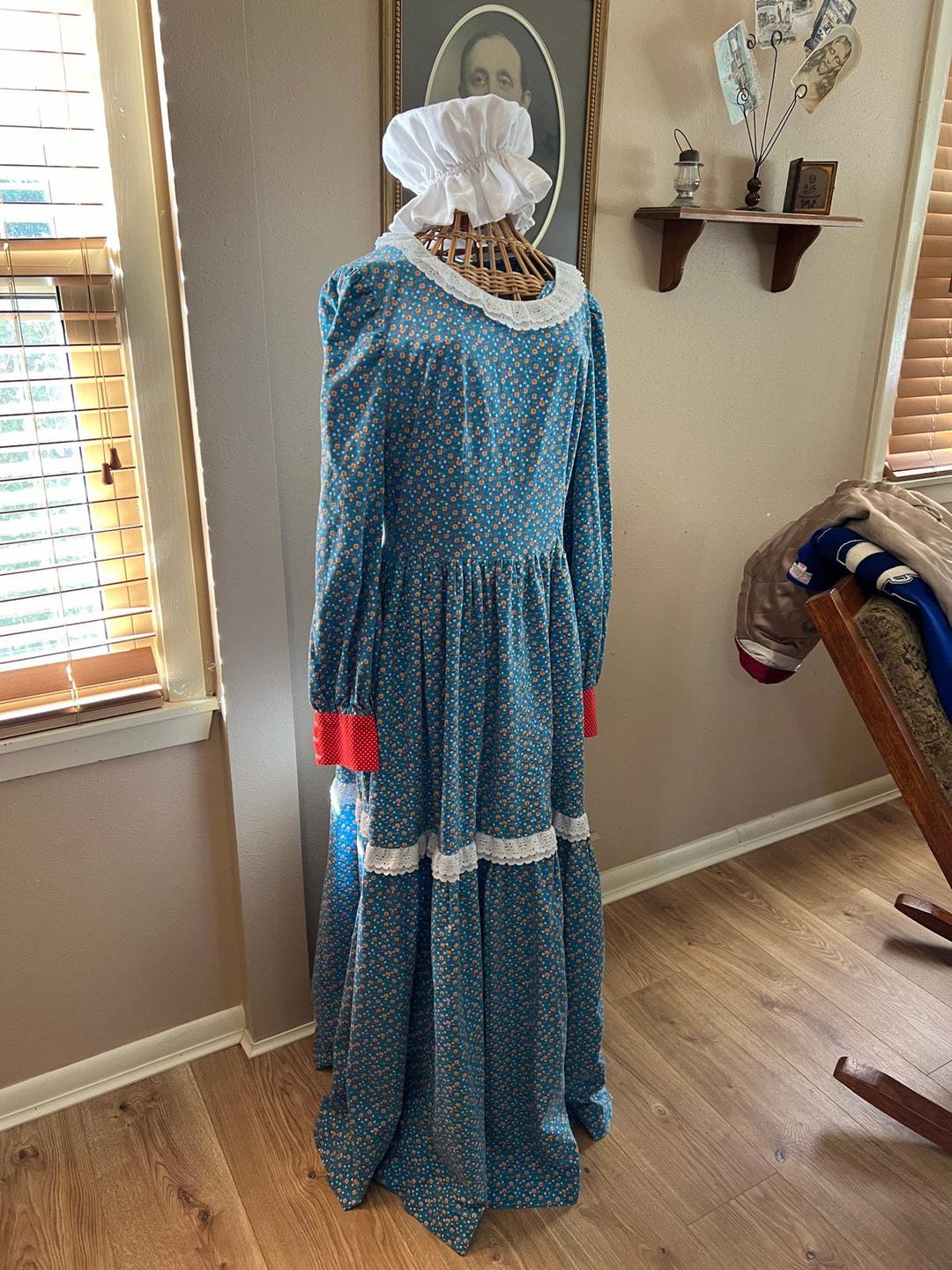 Blue Calico Pioneer Dress With Duster Hat Costume - Etsy