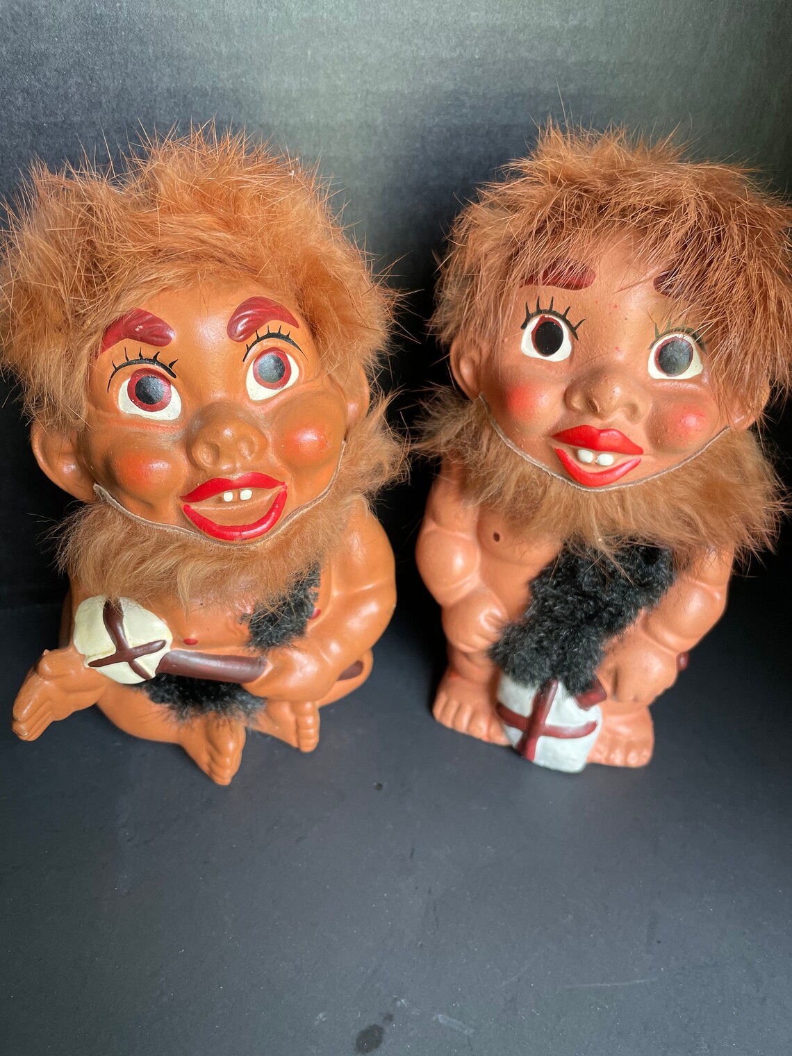 Vintage Cavemen Caveman Red Clay Pottery Banks Set of 2 | Etsy