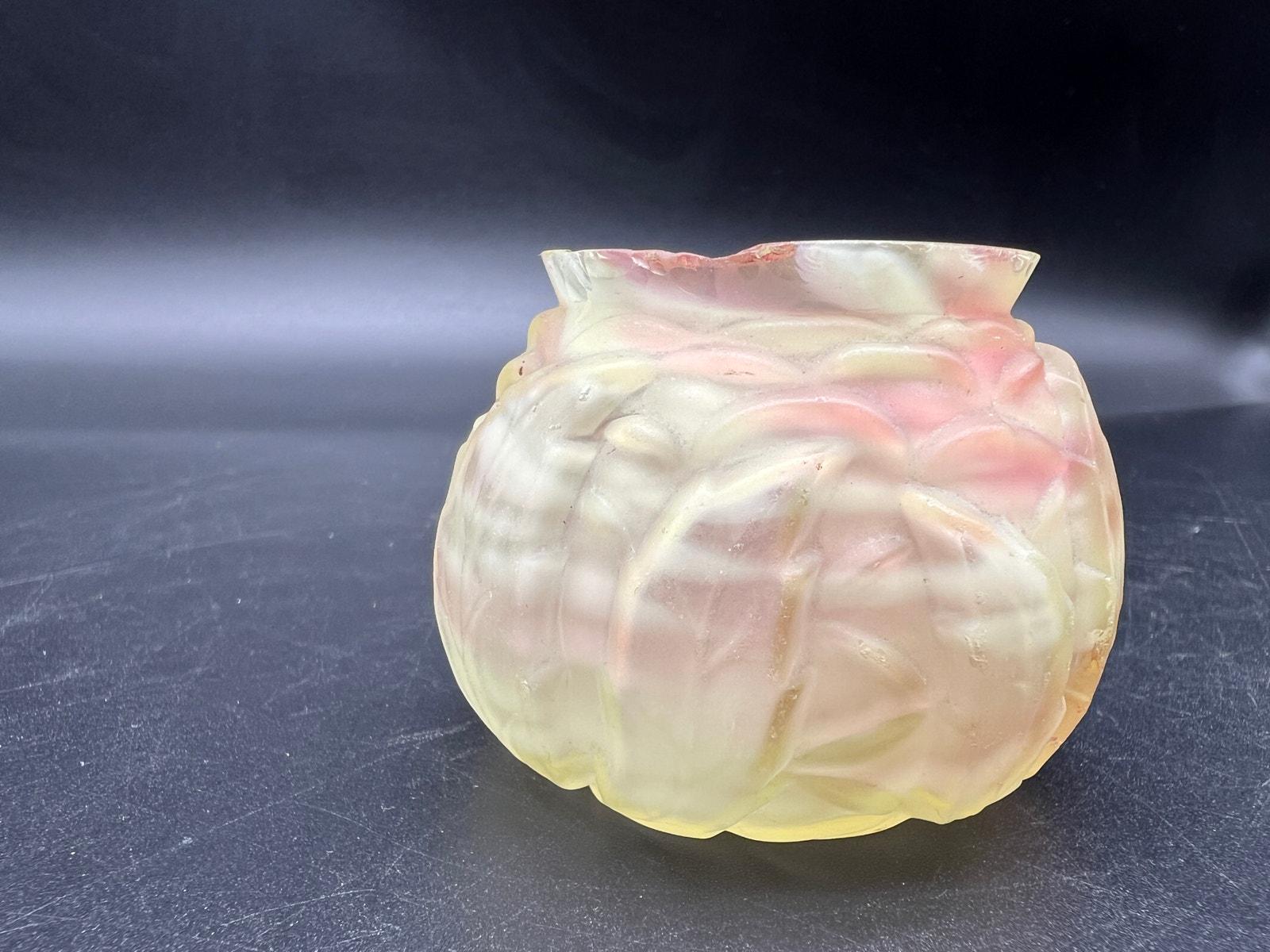 Antique Northwood Glowing Satin Glass #333 Leaf Mold Cranberry Splatter ...