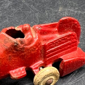 Vintage Cast Iron Land Speed Type Race Car 3.75" Red With White Tires ...