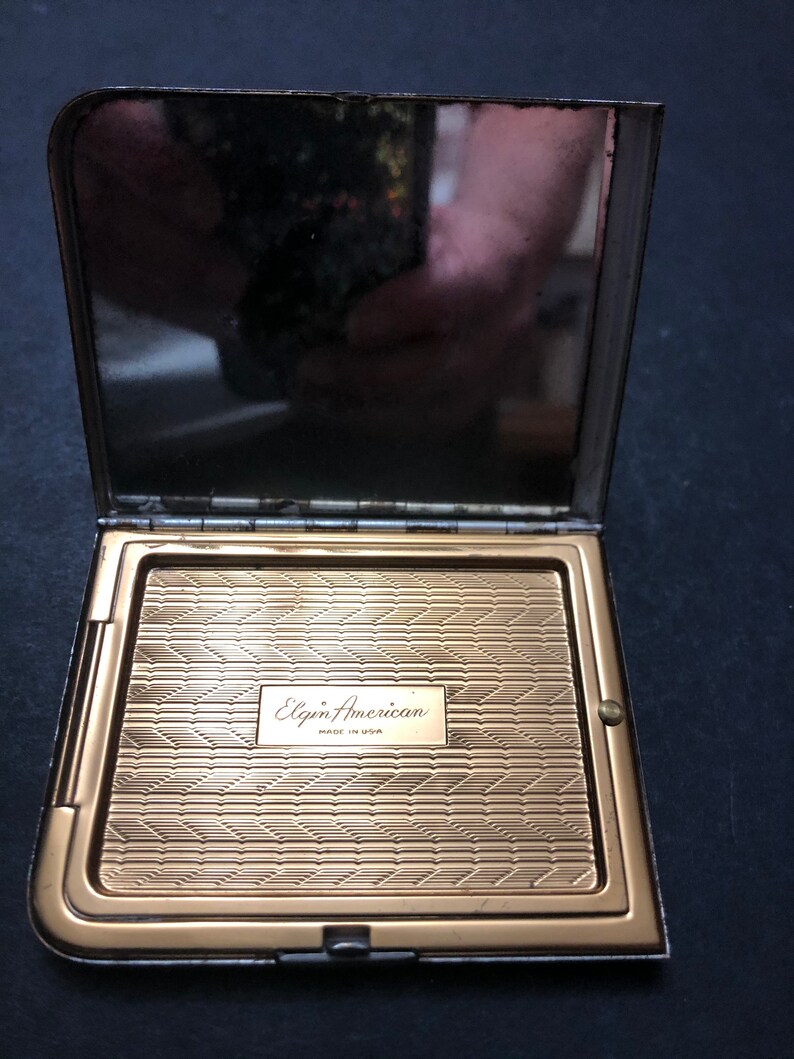 Vintage Elgin American Powder Compact Silver Copper and Gold - Etsy