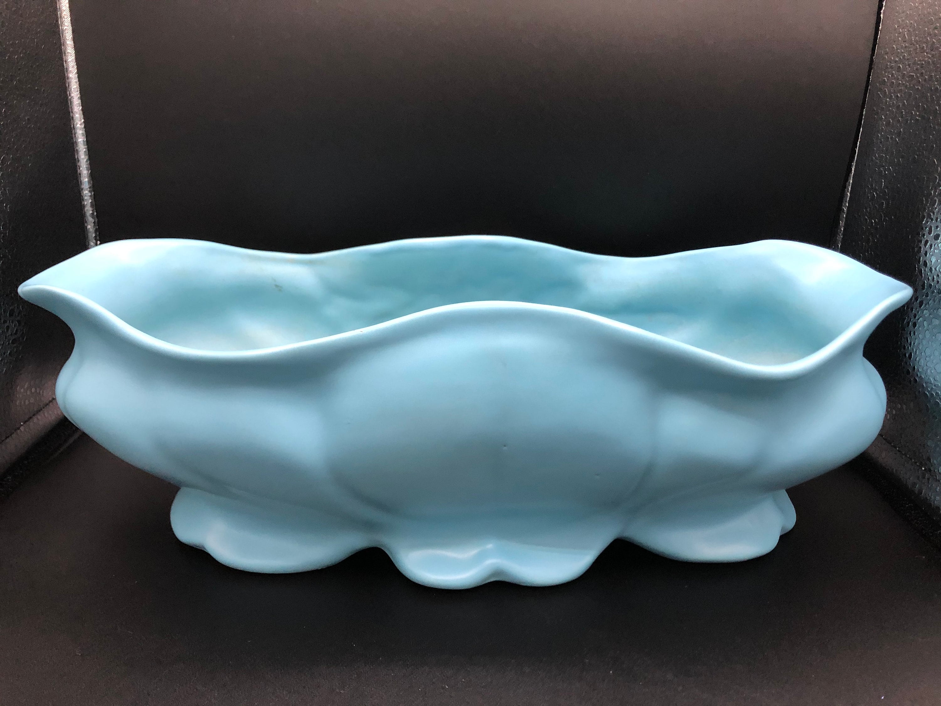 Vintage Weller Console Bowl With Matching Candle Sticks Blue With Pink ...