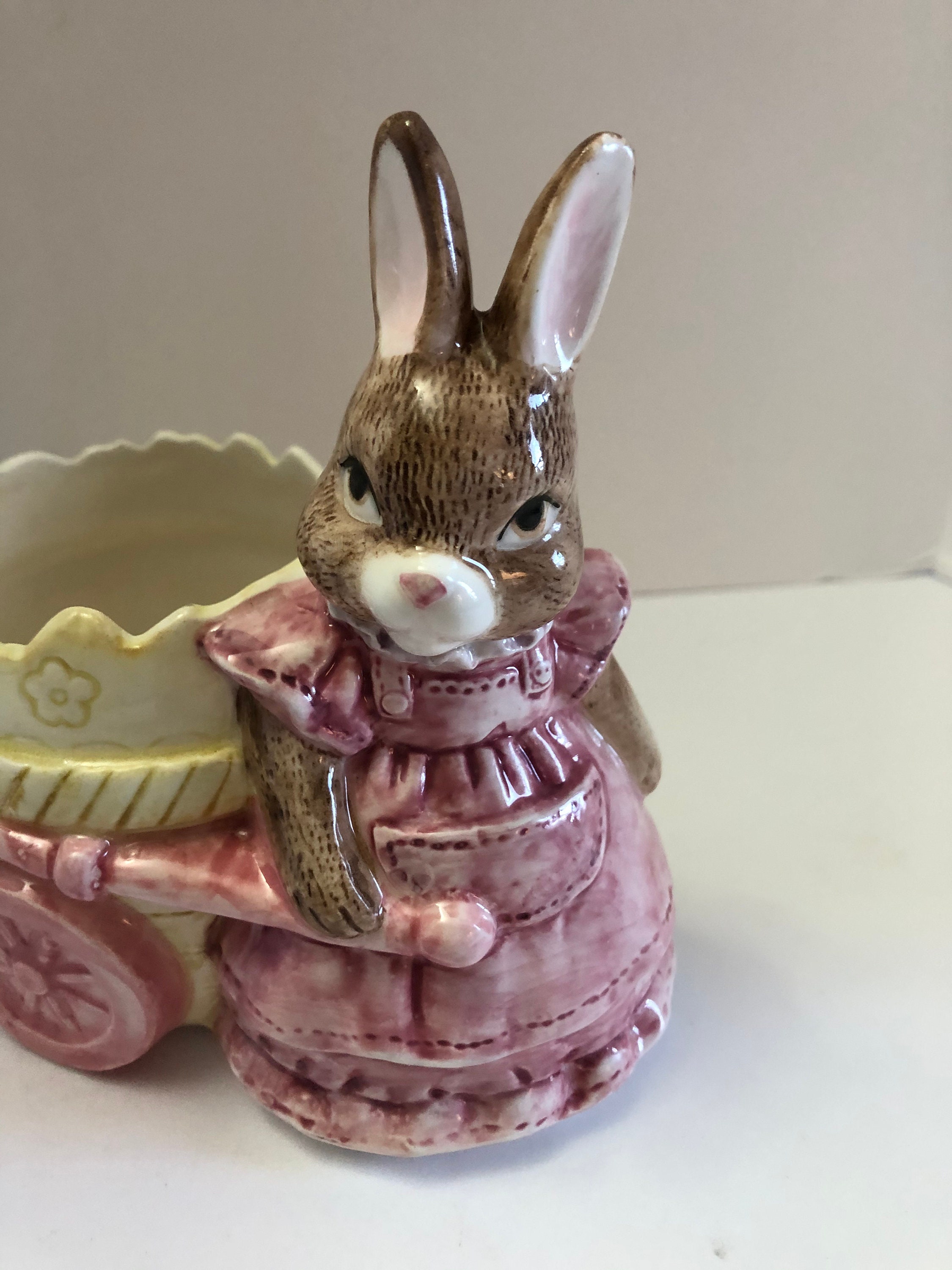 Vintage Lefton Dressed Lady Rabbit Pulling Cart Mrs. Easter - Etsy